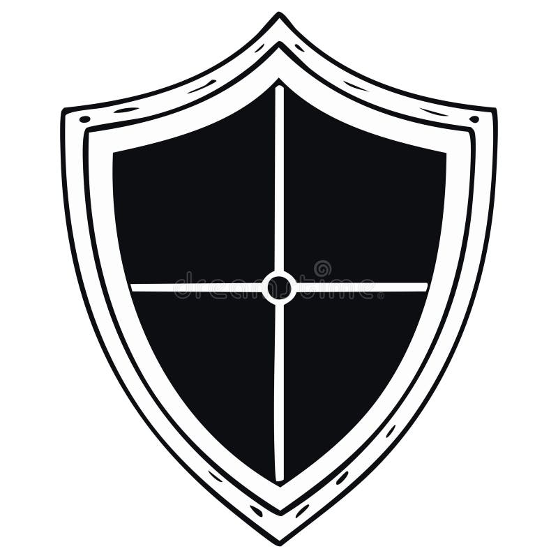 Monochrome Heraldic Shield with Cross Design Classic Protective Symbol ...
