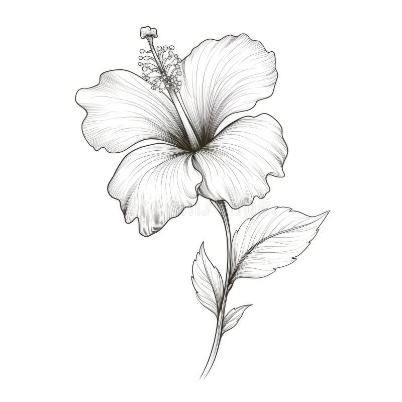 Hibiscus Pencil Drawing