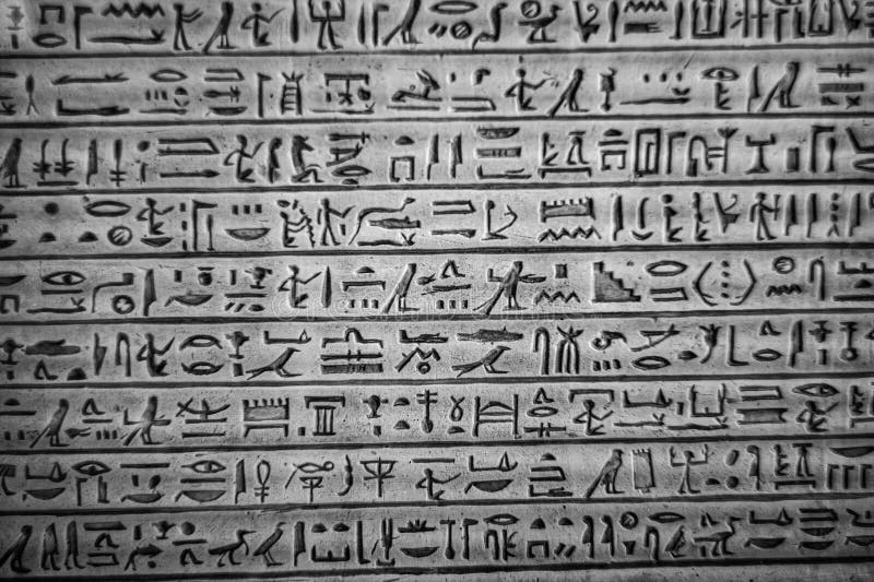 Monochrome Hieroglyphs Written Down on the Wall Stock Photo - Image of ...