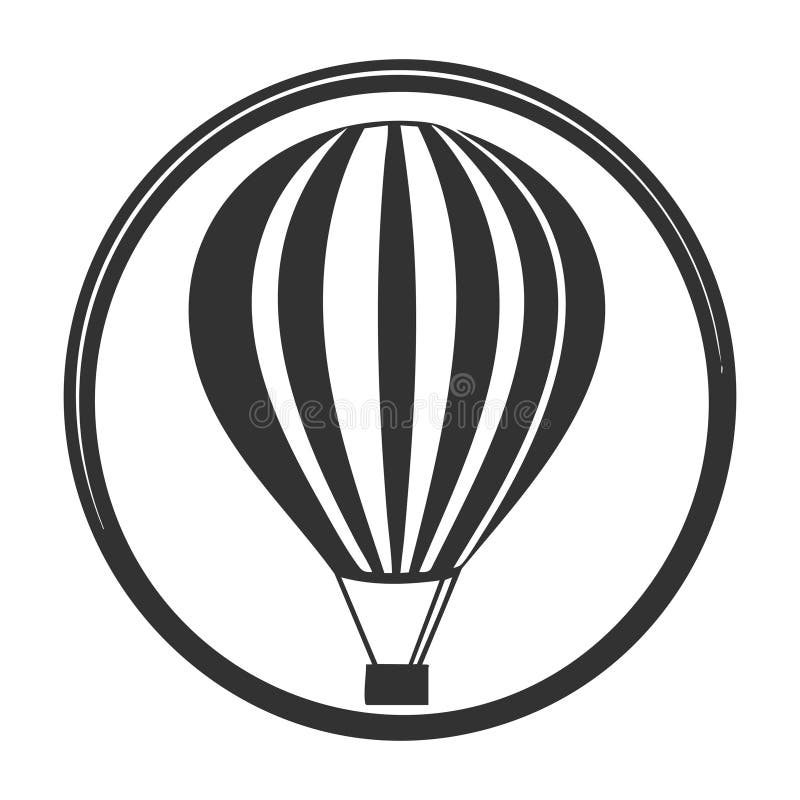 Monochrome Hot Air Balloon Icon in a Circular Design. Stock Illustration - Illustration of ...