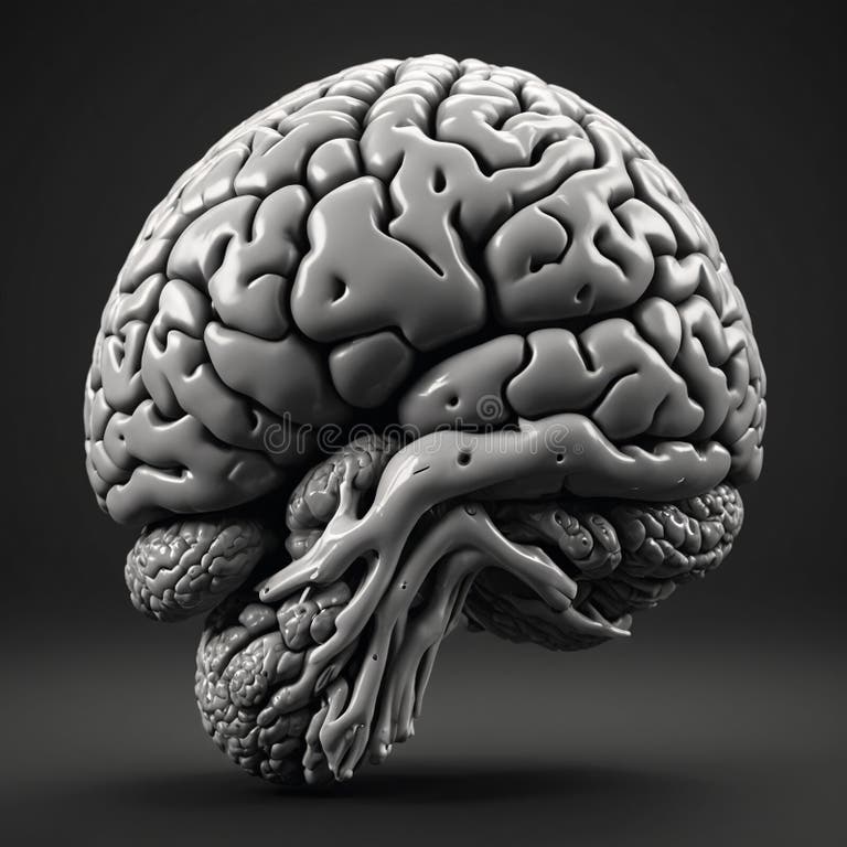 Monochrome Hyperrealistic 3D Brain Render in Unreal Engine Stock ...