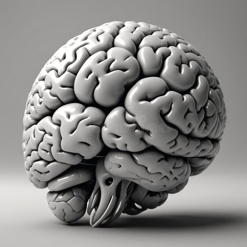 Monochrome Hyperrealistic 3D Brain Render in Unreal Engine Stock ...