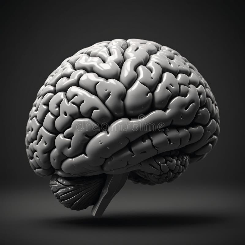 Monochrome Hyperrealistic 3D Brain Render in Unreal Engine Stock ...