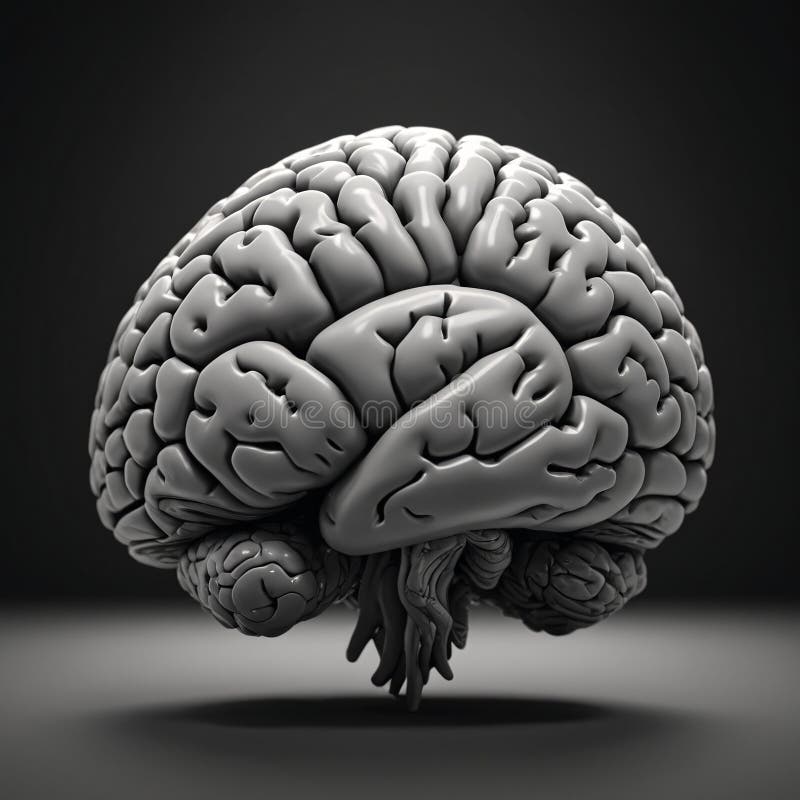 Monochrome Hyperrealistic 3D Brain Render in Unreal Engine Stock ...