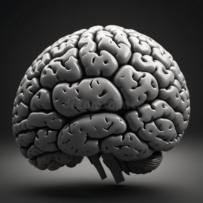 Monochrome Hyperrealistic 3D Brain Render in Unreal Engine Stock ...