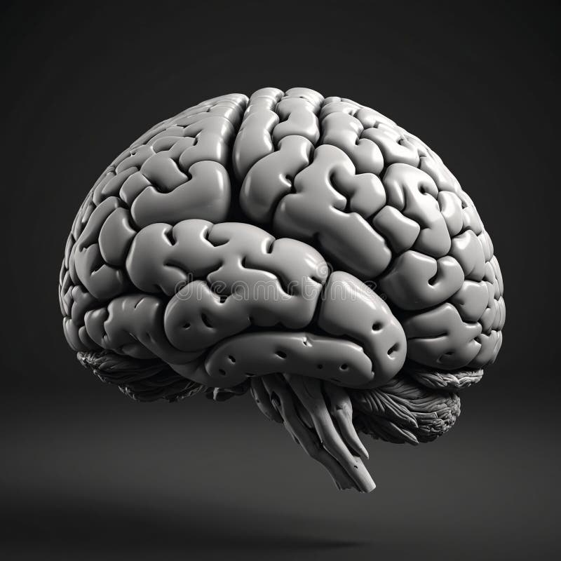 Monochrome Hyperrealistic 3D Brain Render in Unreal Engine Stock ...