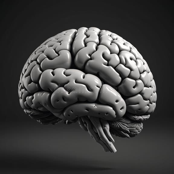 Monochrome Hyperrealistic 3D Brain Render in Unreal Engine Stock ...