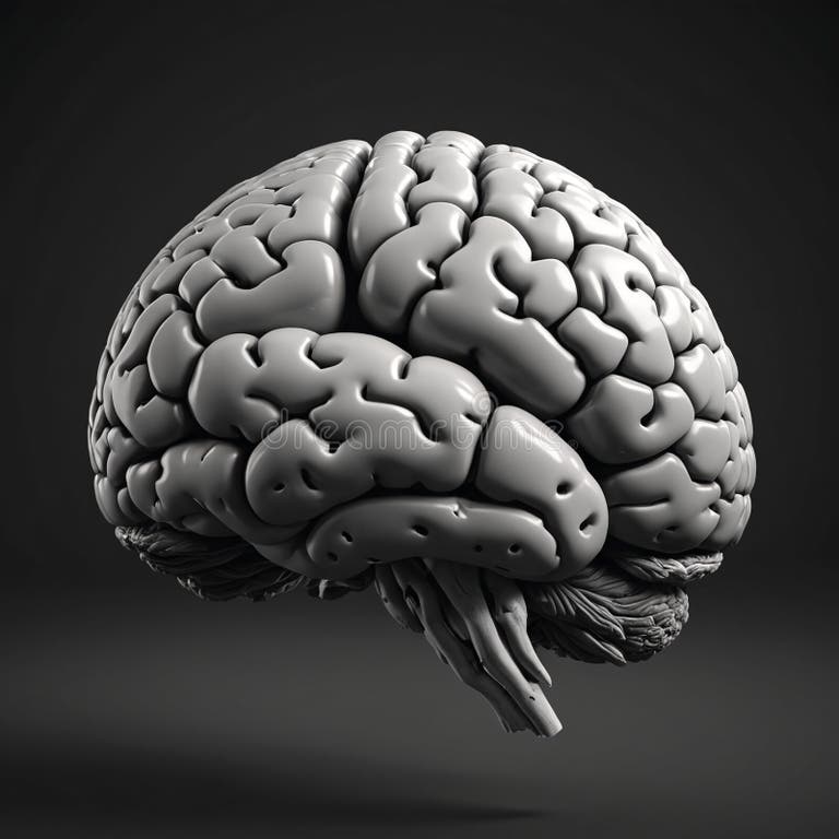 Monochrome Hyperrealistic 3D Brain Render in Unreal Engine Stock ...