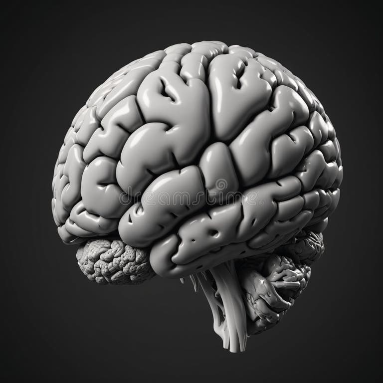 Monochrome Hyperrealistic 3D Brain Render in Unreal Engine Stock ...