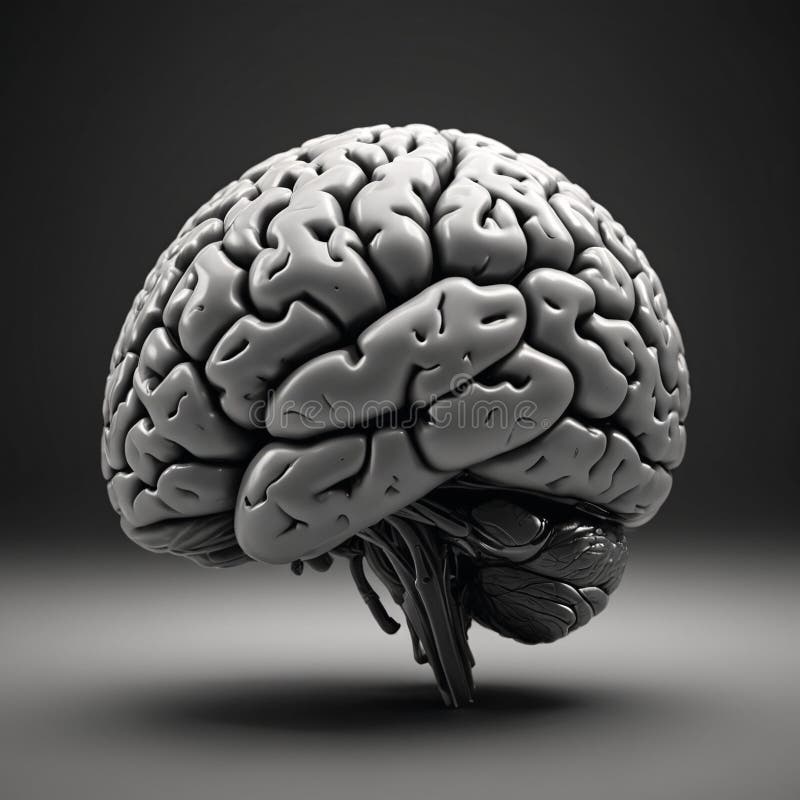 Monochrome Hyperrealistic 3D Brain Render in Unreal Engine Stock ...