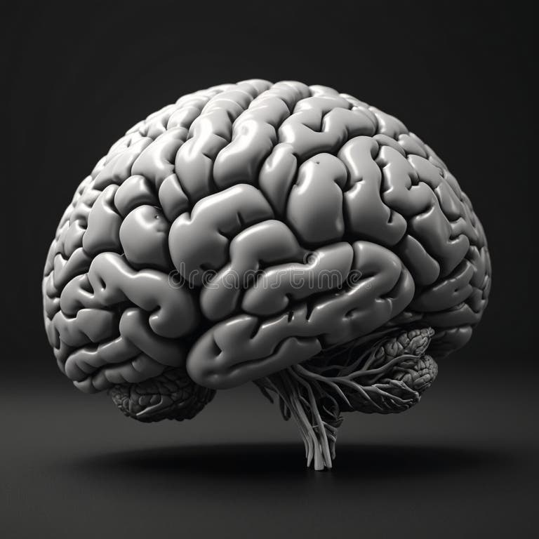 Monochrome Hyperrealistic 3D Brain Render in Unreal Engine Stock ...