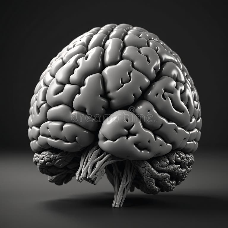 Monochrome Hyperrealistic 3D Brain Render in Unreal Engine Stock ...