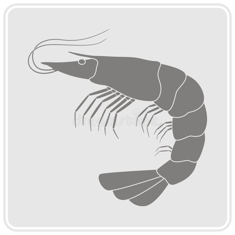 Monochrome icon with prawn stock vector. Illustration of food - 94120975