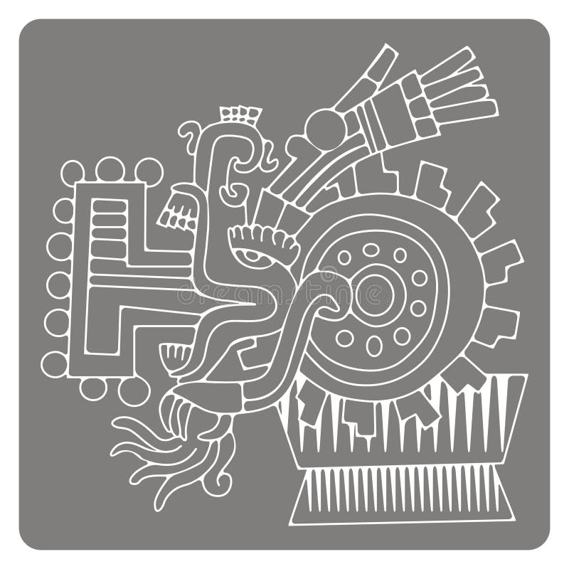 Monochrome Icon with Symbols from Aztec Codices Stock Vector ...