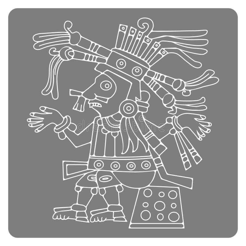 Monochrome Icon with Symbols from Aztec Codices Stock Vector ...