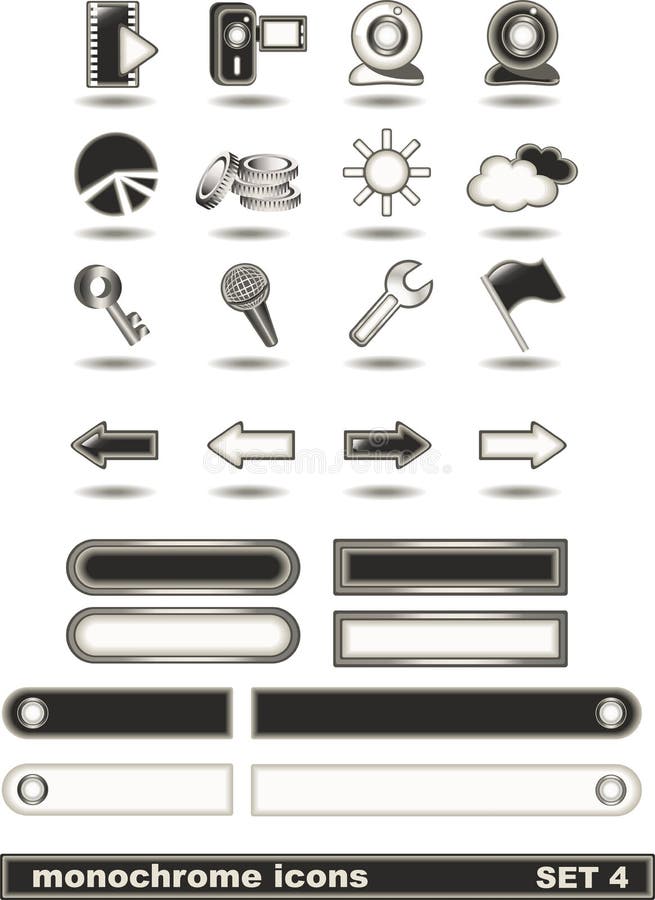 Monochrome icons set 4 stock vector. Illustration of sign - 12780821
