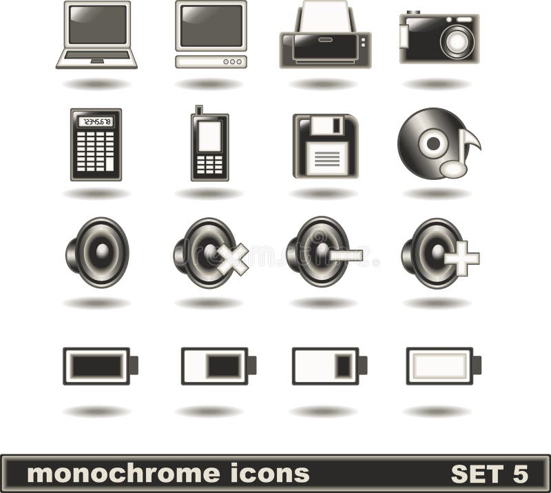 Monochrome icons set 2 stock vector. Illustration of sign - 12780655