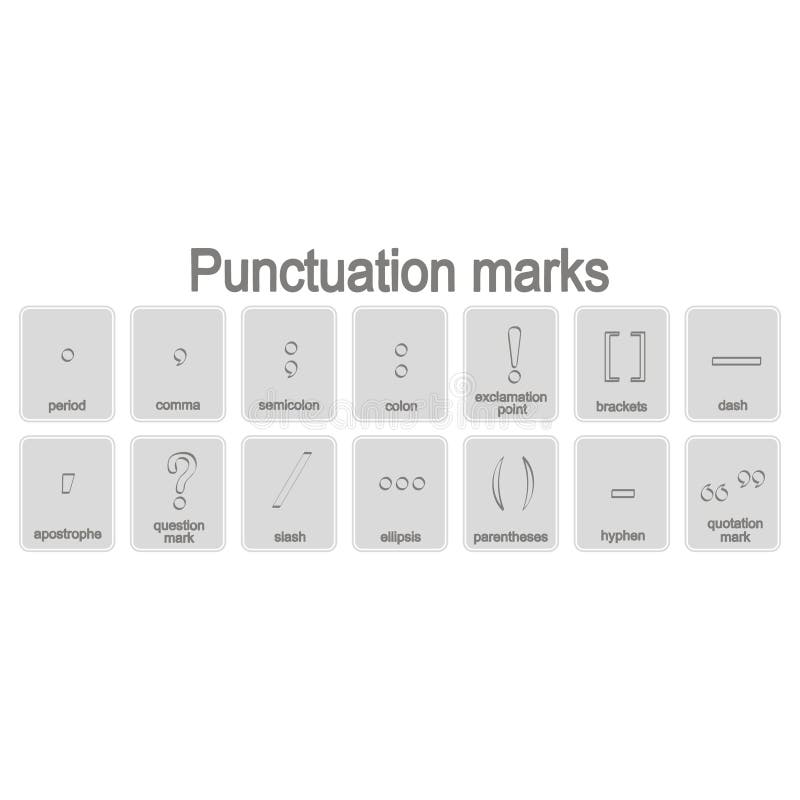 Monochrome Icons Set with Punctuation Marks Stock Vector - Illustration ...