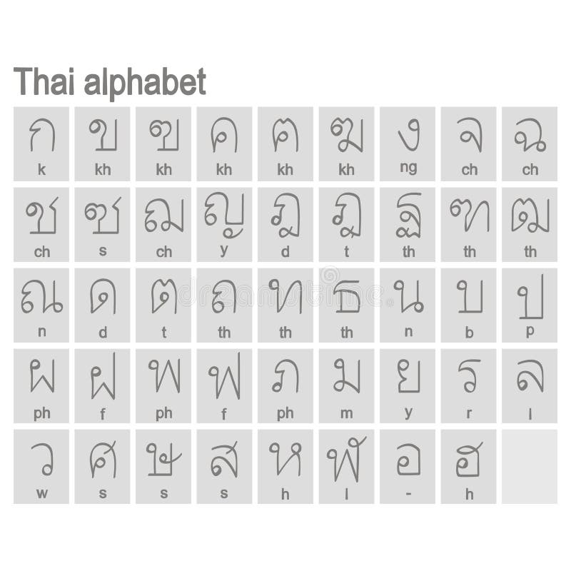 Monochrome Icons with Thai Alphabet Stock Vector - Illustration of ...