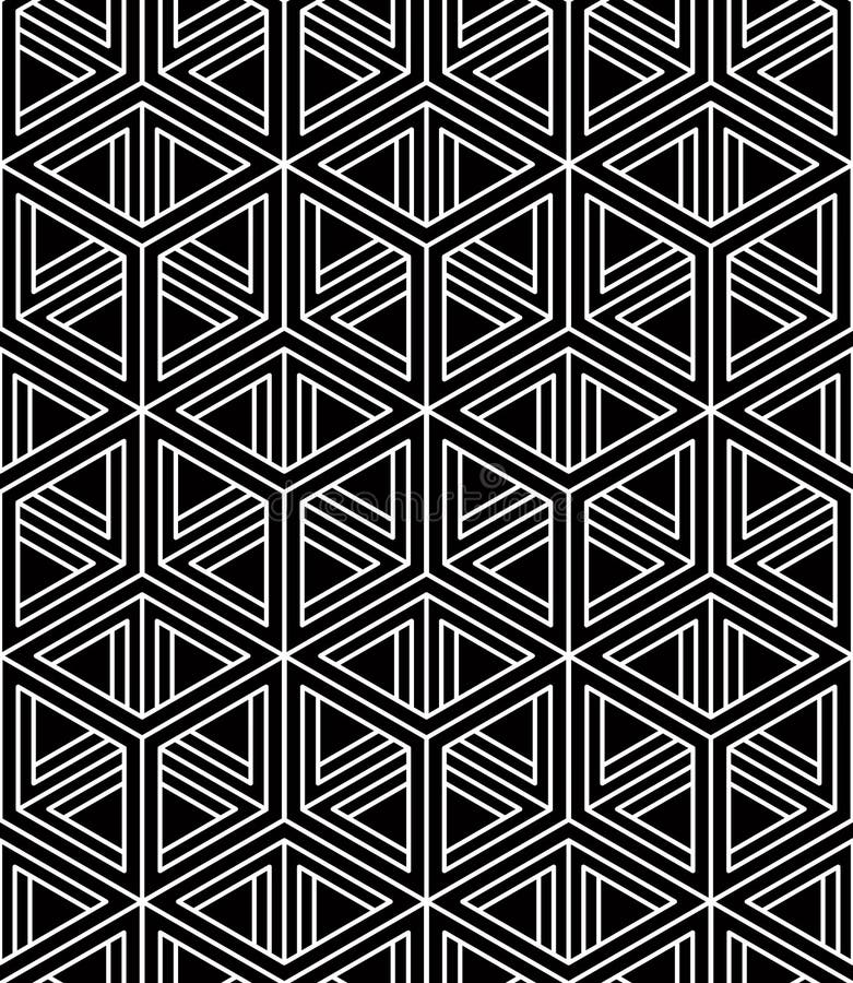 Monochrome Illusory Abstract Geometric Seamless Pattern with 3d Stock ...