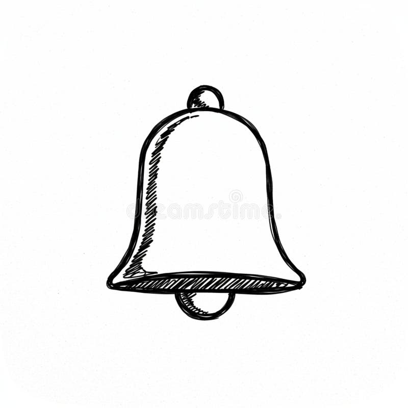 Monochrome Illustration of a Bell Drawn in a Sketchy Style. the Bell ...
