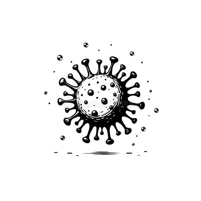 Monochrome Illustration Depicting a Pathogen with Spikes, Representing ...