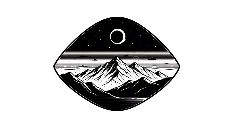 Stylized Monochrome Mountain Illustration Stock Illustrations – 1,947 ...