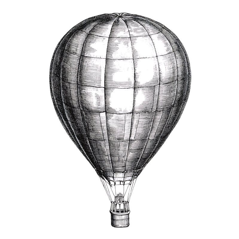 Monochrome Illustration of a Hot Air Balloon Ink Sketch Stock ...