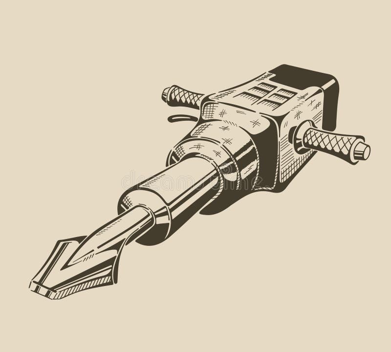 It is Monochrome Illustration of Jackhammer Stock Vector - Illustration ...