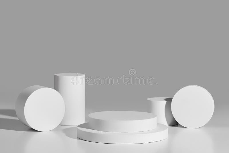 Abstract Showcase Mockup of Two-level Round Platform and Cylinders on ...