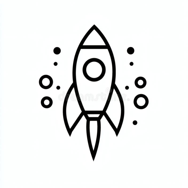 Monochrome Illustration: a Streamlined Rocket Blasting through Space ...