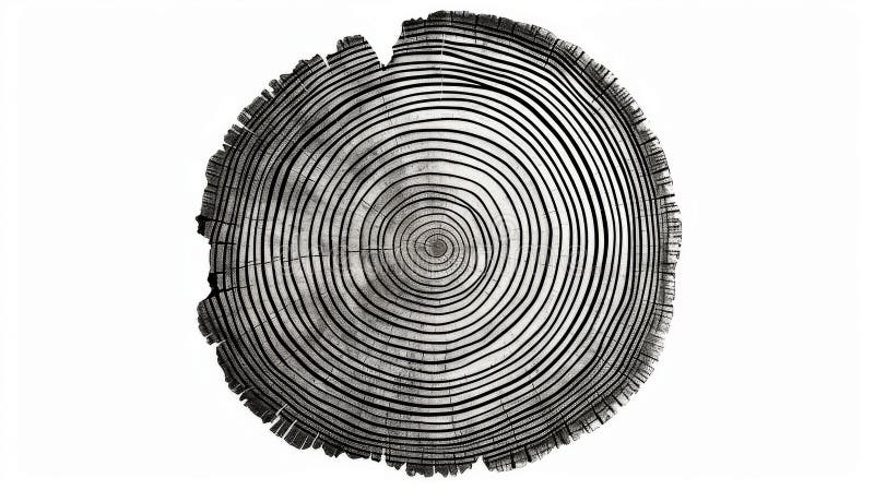 A Monochrome Illustration of a Tree Stump Displaying the Rings of a ... A Monochrome Illustration of a Tree Stump Displaying the Rings of a ...