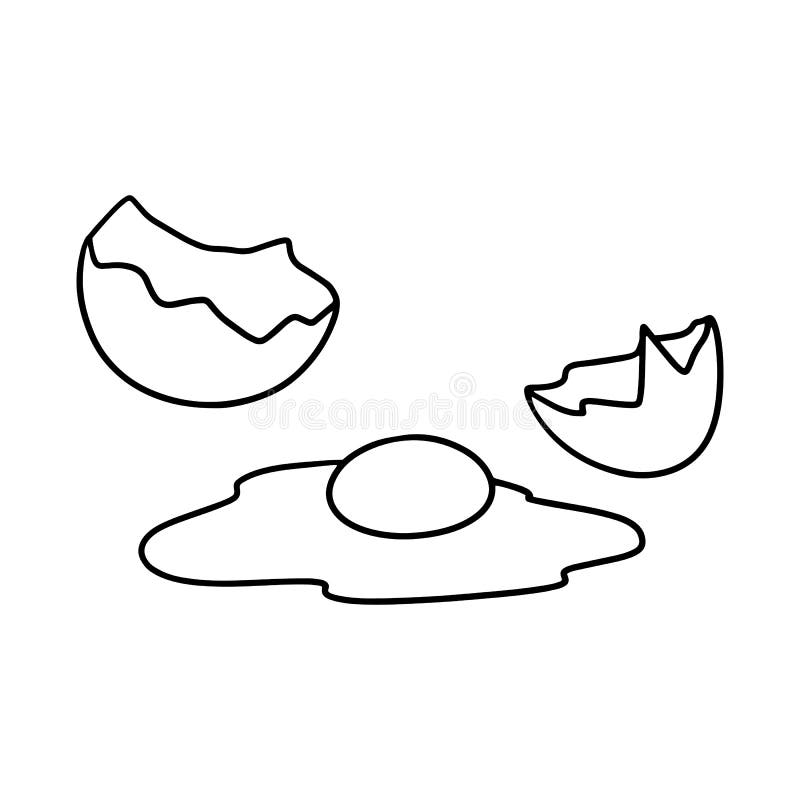Monochrome Image Broken Egg Eggshell Egg Glaze Vector Cartoon Stock Vector Illustration Of