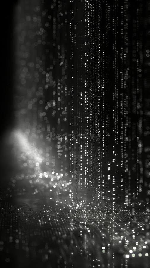 Rain Falling Down in Black and White Stock Image - Image of downpour ...