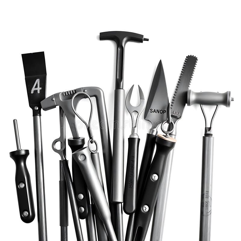 A Monochrome Image of a Collection of Hand Tools for Demolition Set ...