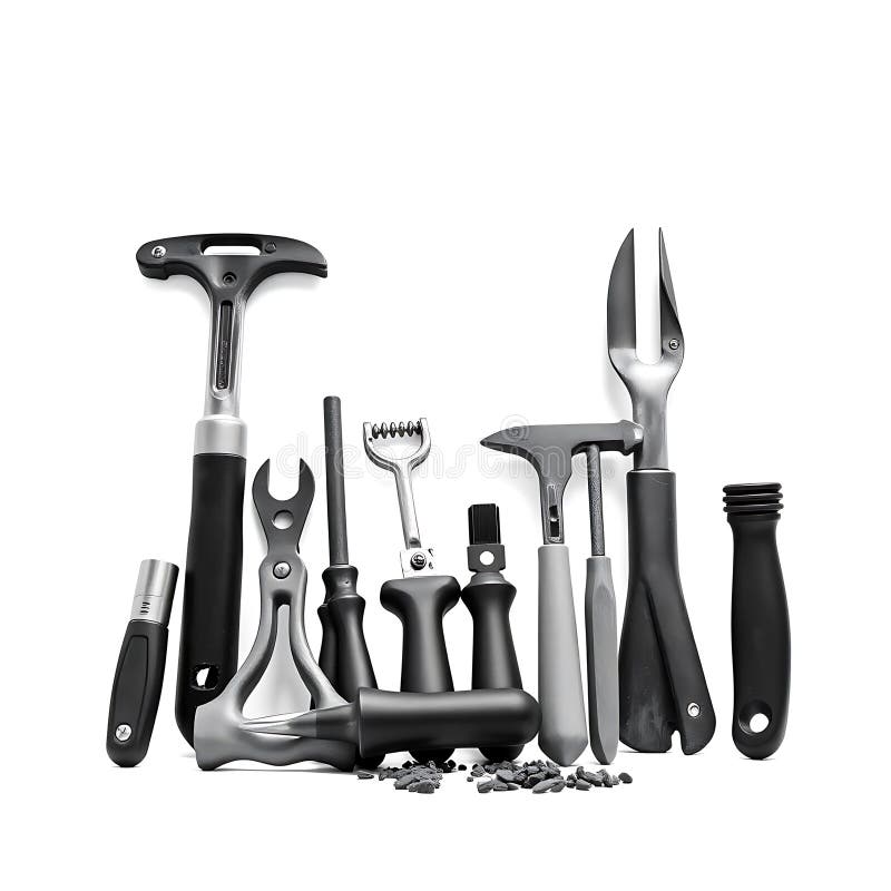 A Monochrome Image of a Collection of Hand Tools for Demolition Set ...
