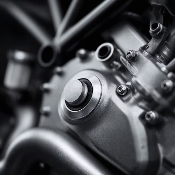 Monochrome Image of a Detailed Engine Component. Mechanical Precision ...