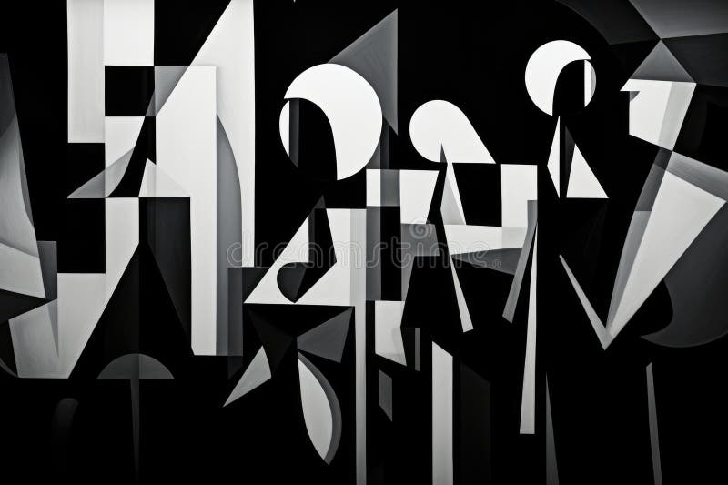A Monochrome Image Featuring Abstract Artwork Composed of Various ...