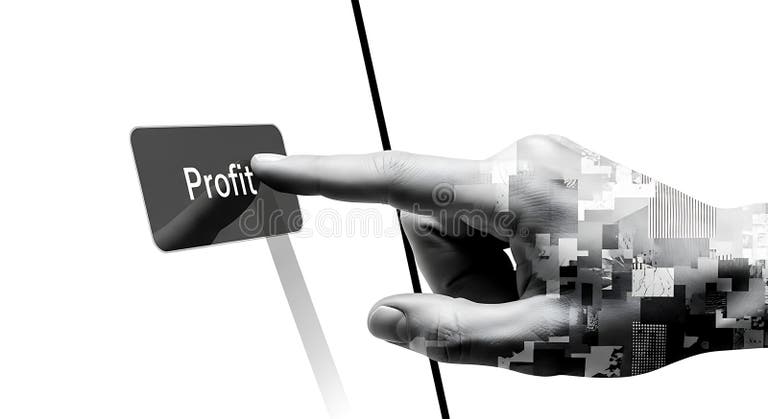 A Monochrome Image Featuring a Hand Made of Digital Pixel-like Patterns ...