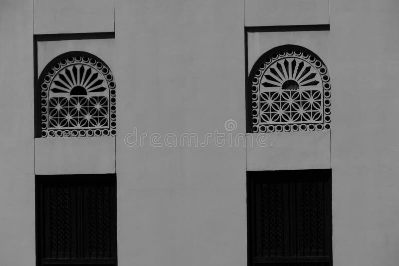 Dubai Architecture in Monochrome Ornate Window Details Stock Image ...