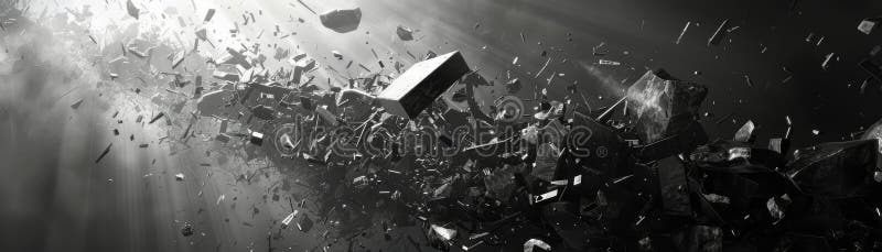 Monochrome Image of Flying Debris and Particles in Dynamic Motion ...