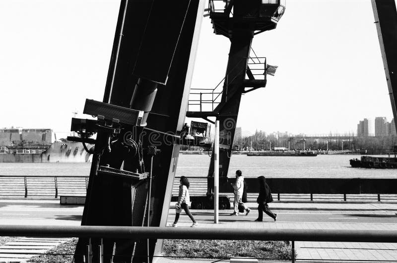 Monochrome Image of a Lighthouse in a Watery Setting Stock Image ...