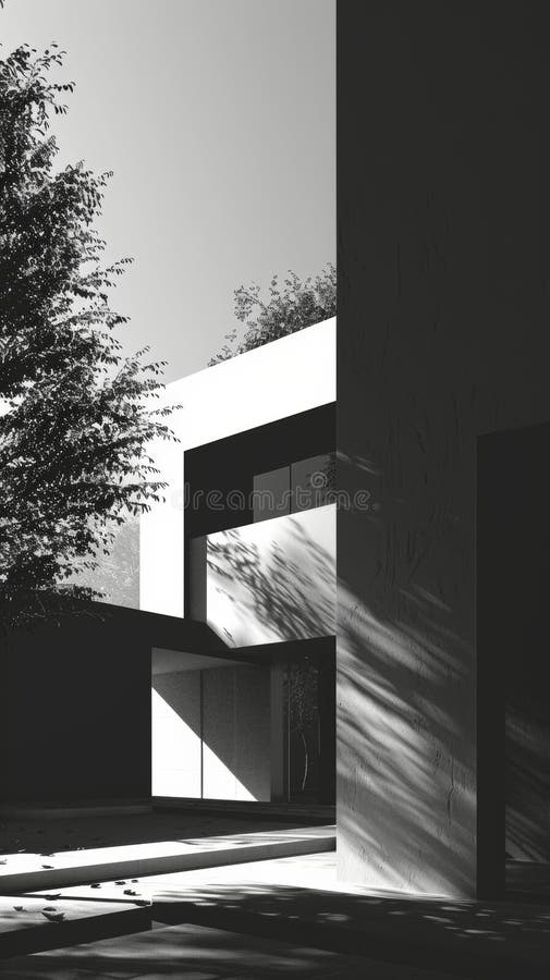 Monochrome Image of Modern Architecture with Shadow Patterns Stock ...