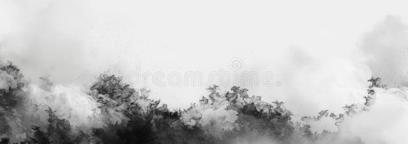Monochrome Ink Wash Abstract Art, Fluid Black and White Background ...