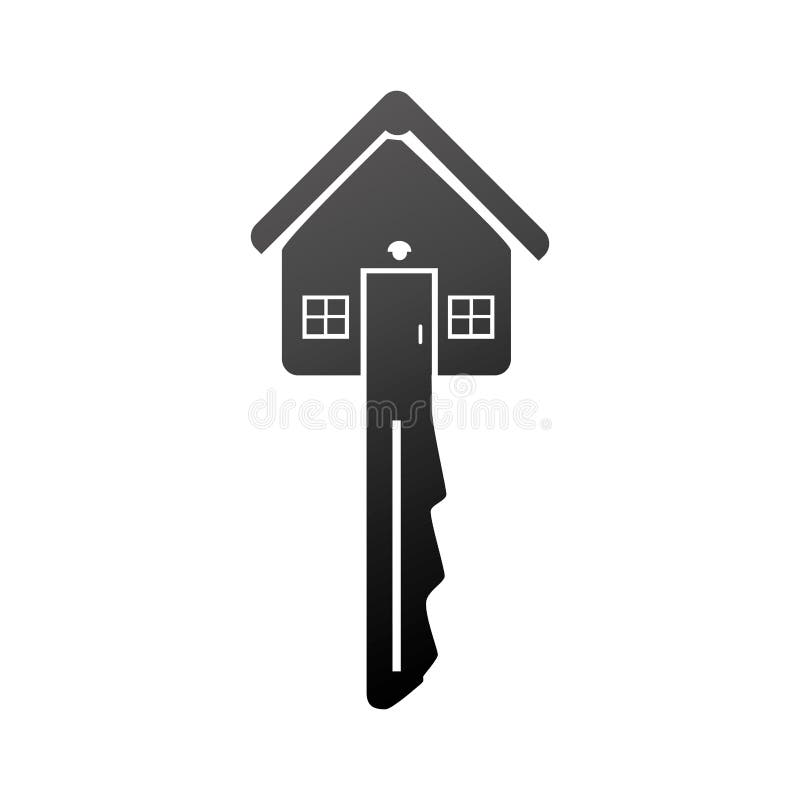 Monochrome Key Chain in House Shape Icon Stock Vector - Illustration of ...