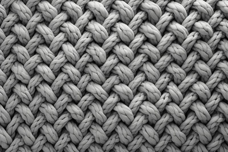 Monochrome Knitted Texture with Braided Patterns Stock Image - Image of ...