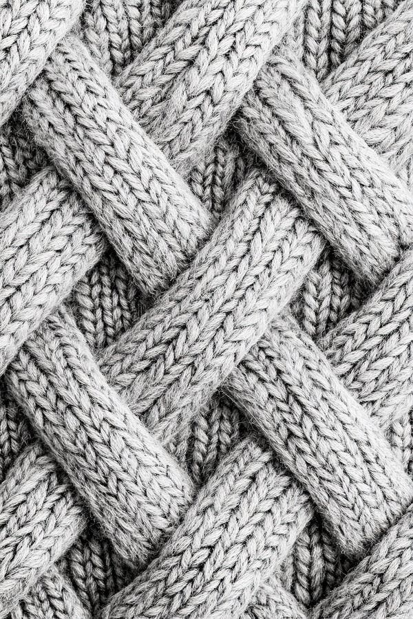 Monochrome Knitted Texture with Braided Patterns Stock Photo - Image of ...
