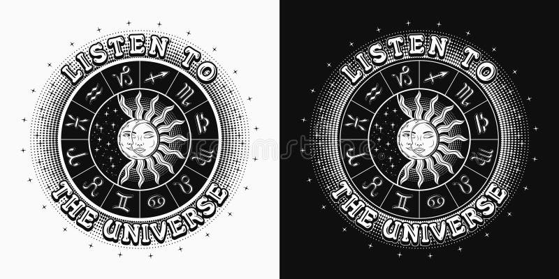 Monochrome Label with Horoscope Wheel Zodiac Signs Stock Vector ... Monochrome Label with Horoscope Wheel Zodiac Signs Stock Vector ...
