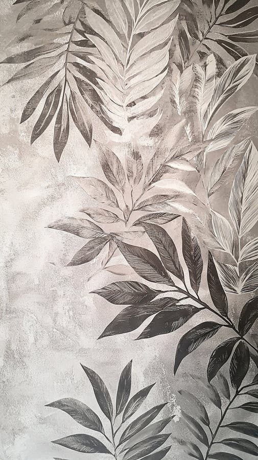 Monochrome Leaf Pattern on Textured Background Stock Image - Image of ...