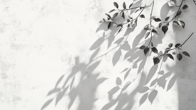 Monochrome Leaf Shadows on a White Wall Stock Illustration - Illustration of outdoor, grayscale ...